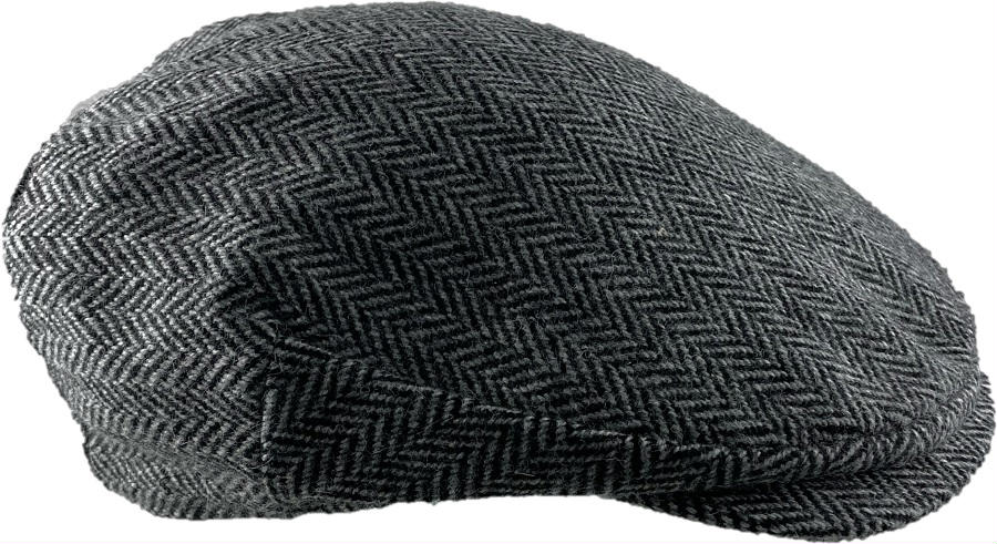 Hanna Hats Irish Vintage Cap (Black White Herringbone Tweed) Clothing ...