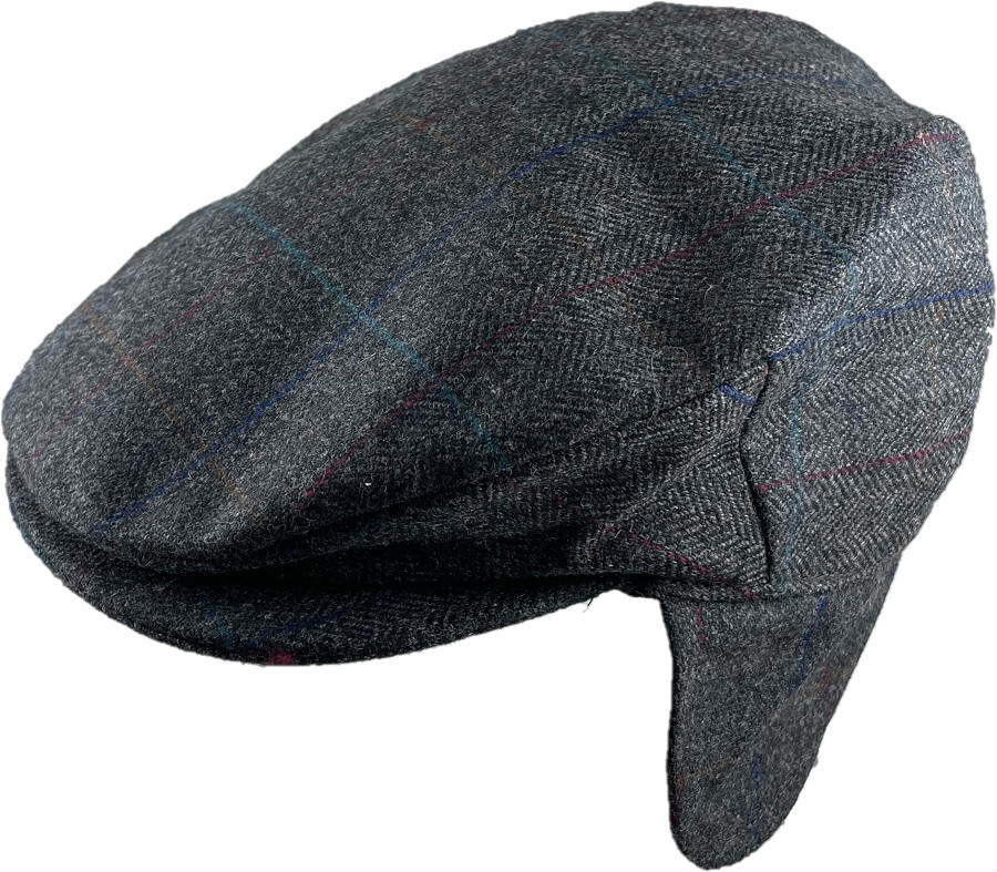 Hanna Hats Irish Cap with Ear Flaps (Grey Herringbone Multicolor Tweed ...