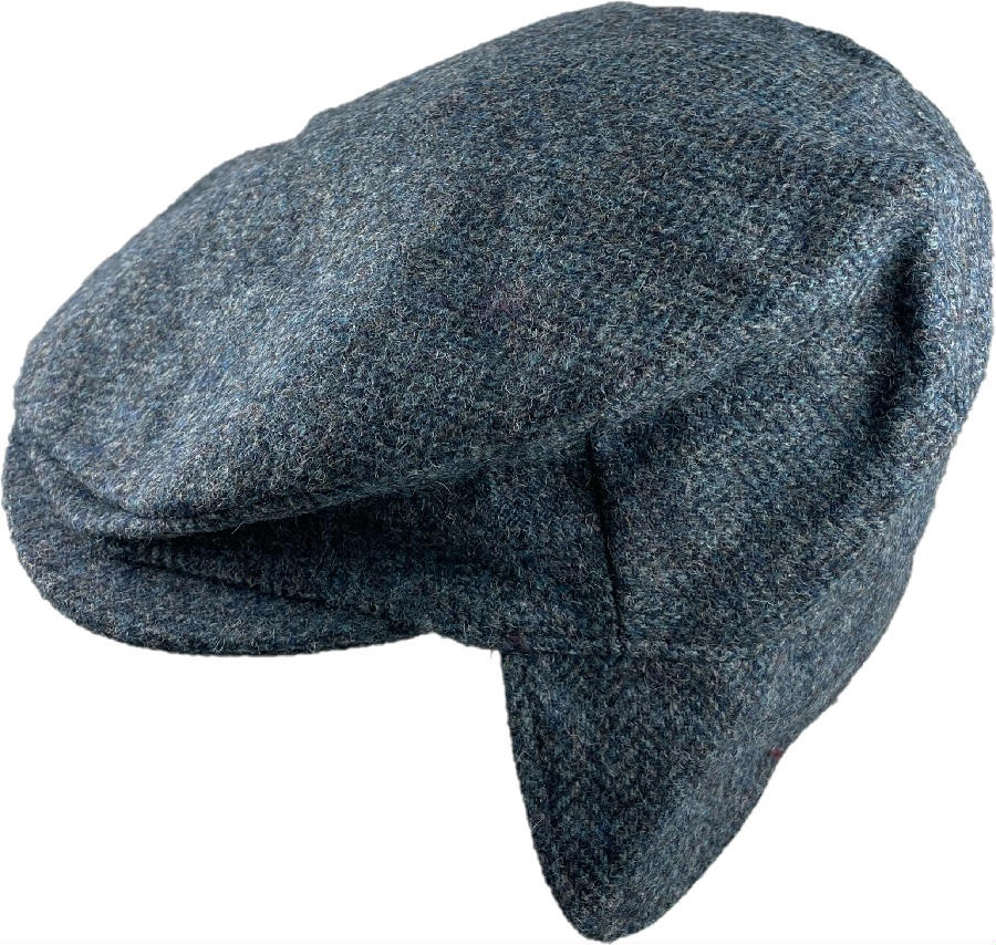 Hanna Hats Irish Cap with Ear Flaps (Blue Jean Herringbone Tweed ...