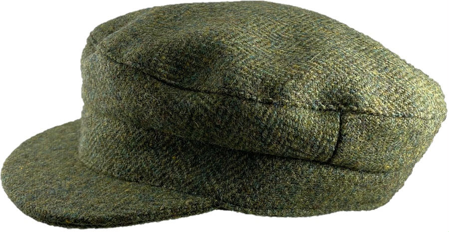 Hanna Hats Skipper Cap (Grass Green Herringbone Tweed) Clothing Caps ...