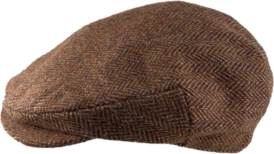 Hanna Hats Irish Vintage Cap (Brown Clay Herringbone Tweed) Clothing ...