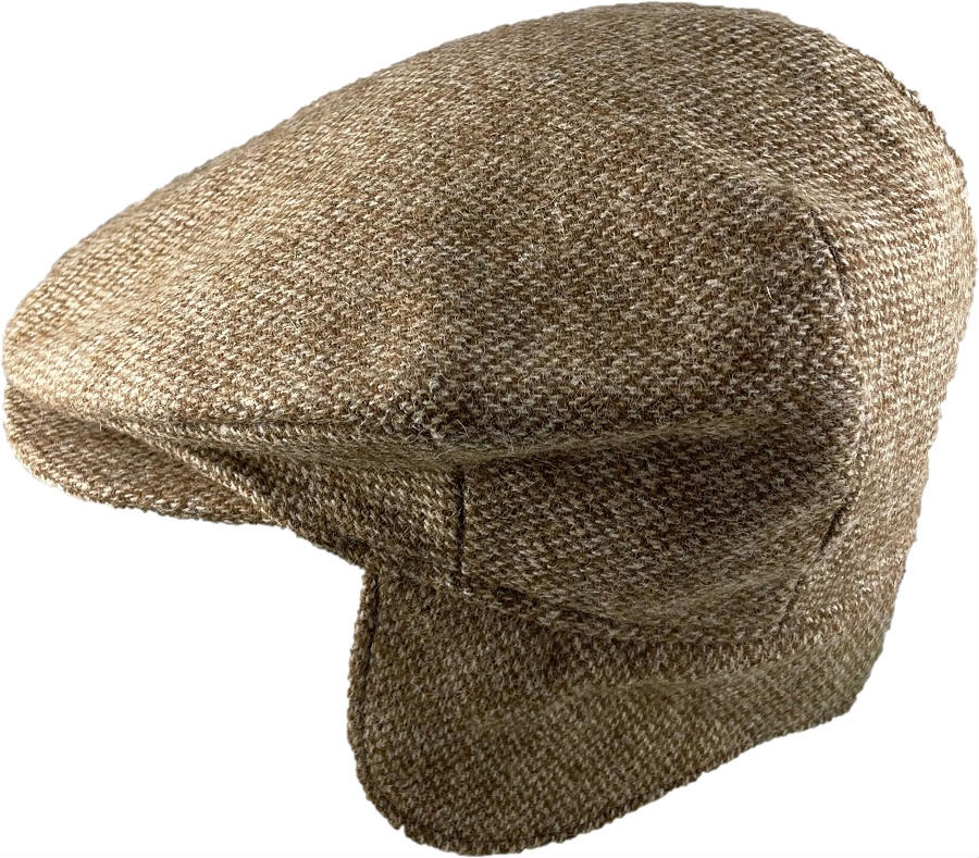 Hanna Hats Irish Cap with Ear Flaps (Sandy Brown Barleycorn Tweed ...