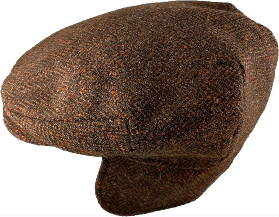 Hanna Hats Irish Cap with Ear Flaps (Dark Brown and Rust Herringbone ...