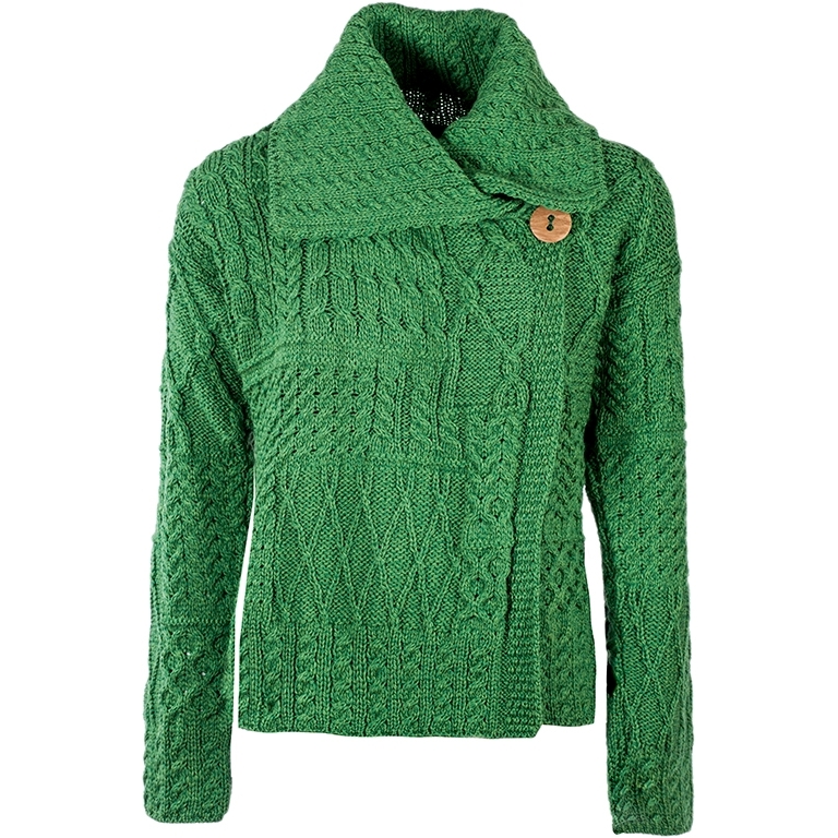 Aran Woollen Mills Irish Patchwork Knit Cardigan (Green) Clothing ...