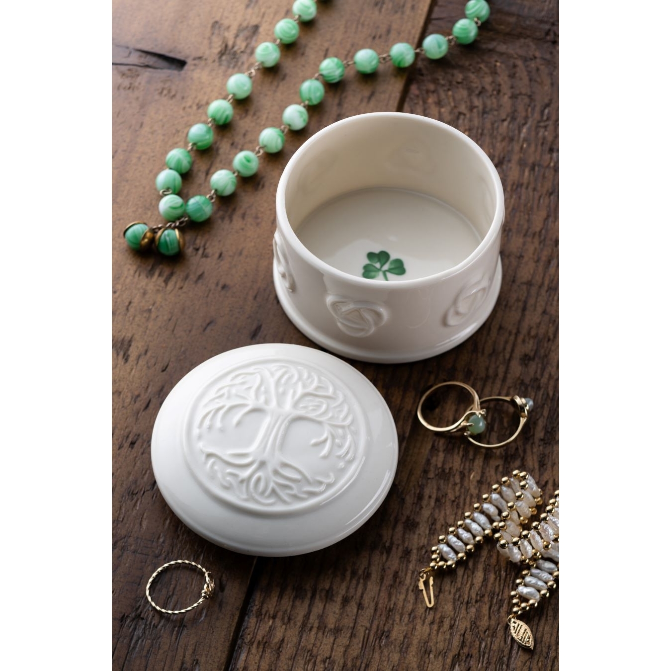 Belleek China Tree of Life Covered Trinket Box For Her at Irish on Grand