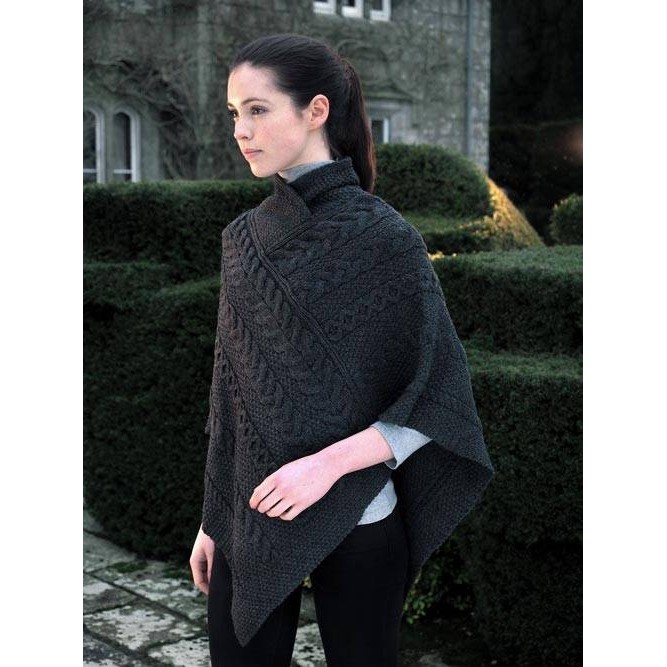 Aran Craft Aran Cape (Charcoal) Clothing Capes Shawls at Irish on Grand