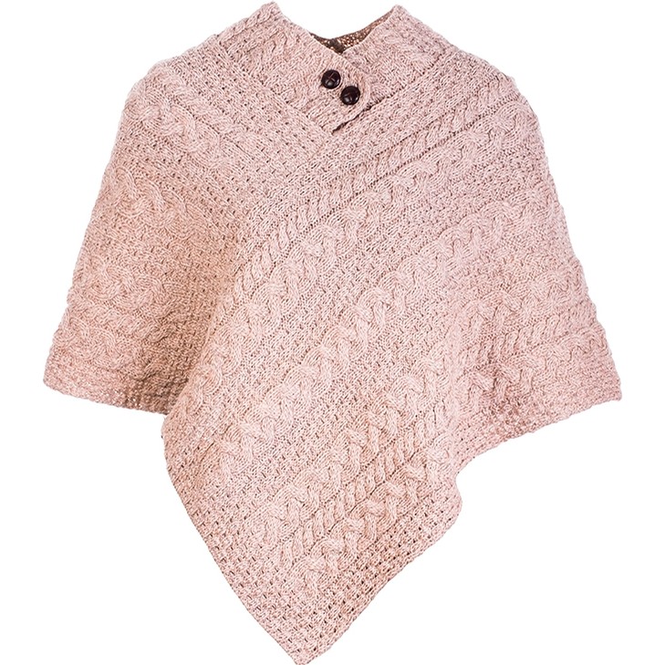 Aran Woollen Mills Irish Buttoned Poncho (Oatmeal) Clothing Capes ...