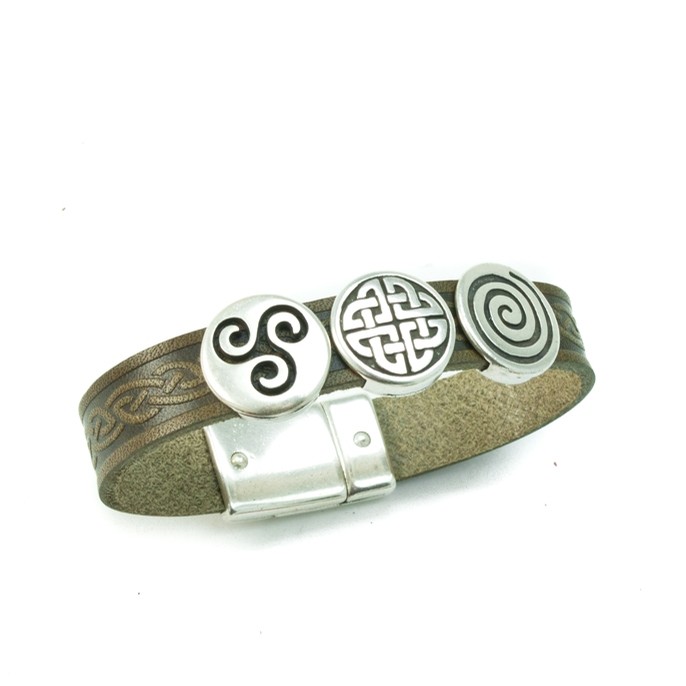 Lee River Leather Celtic Cuff Leather Triple Bead Bracelets Bangles at ...