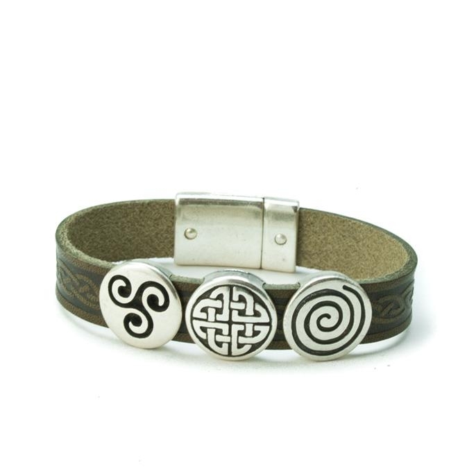 Lee River Leather Celtic Leather Triple Cuff (Green) Jewelry Bracelets ...