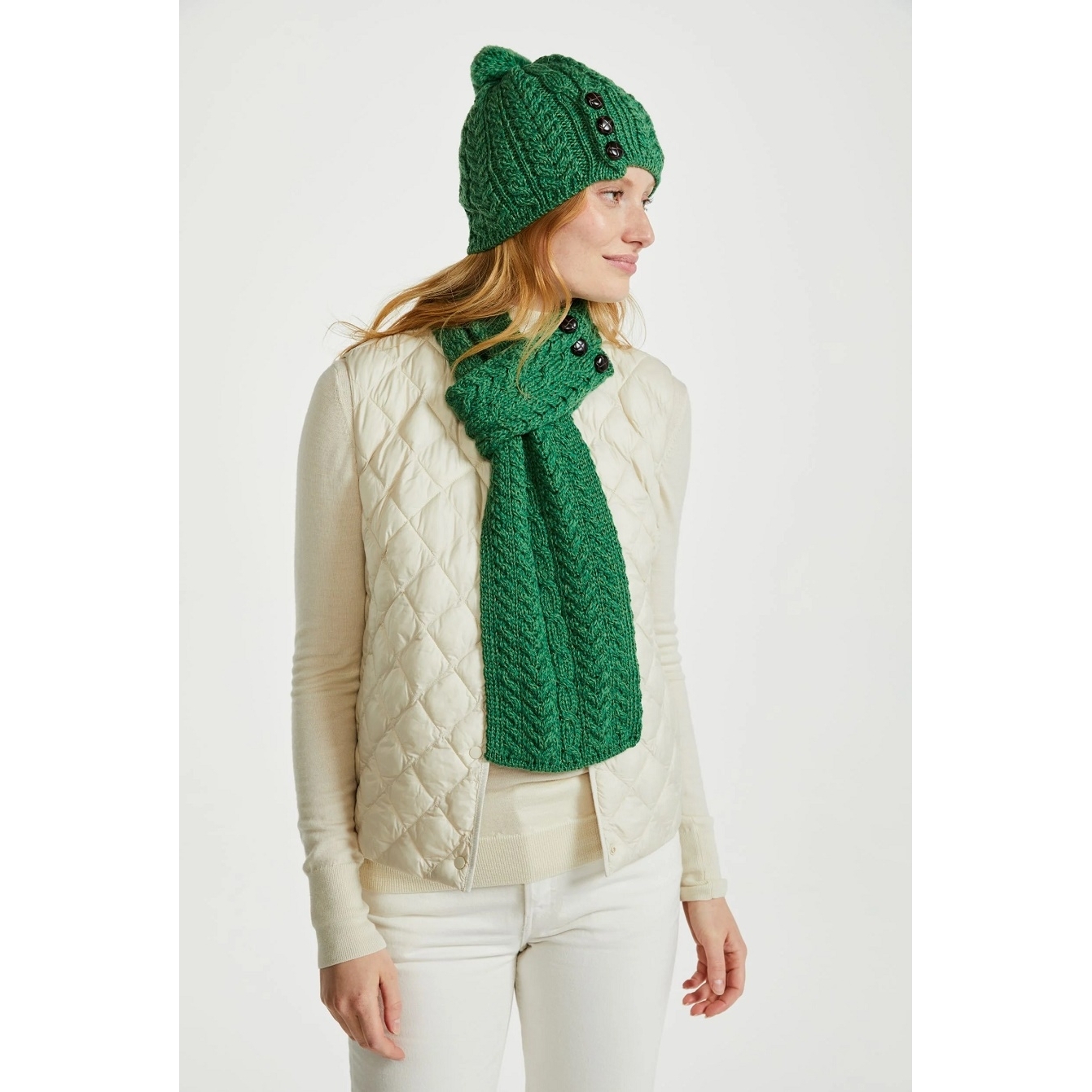 Aran Woollen Mills Aran Buttoned Hat (Kiwi) Clothing Caps Hats at Irish ...