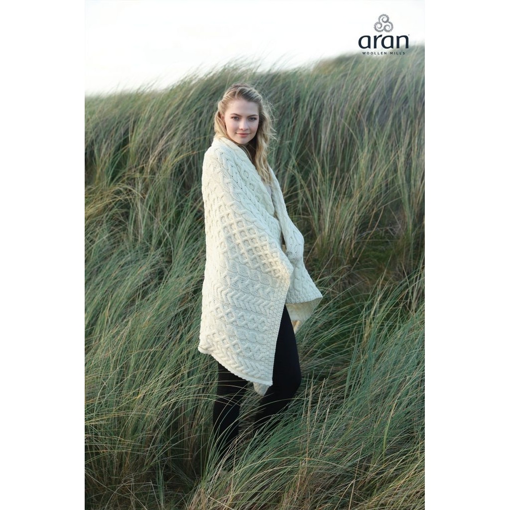 Aran Woollen Mills Irish Aran Knit Throw Blanket Sage Green Gifts For ...