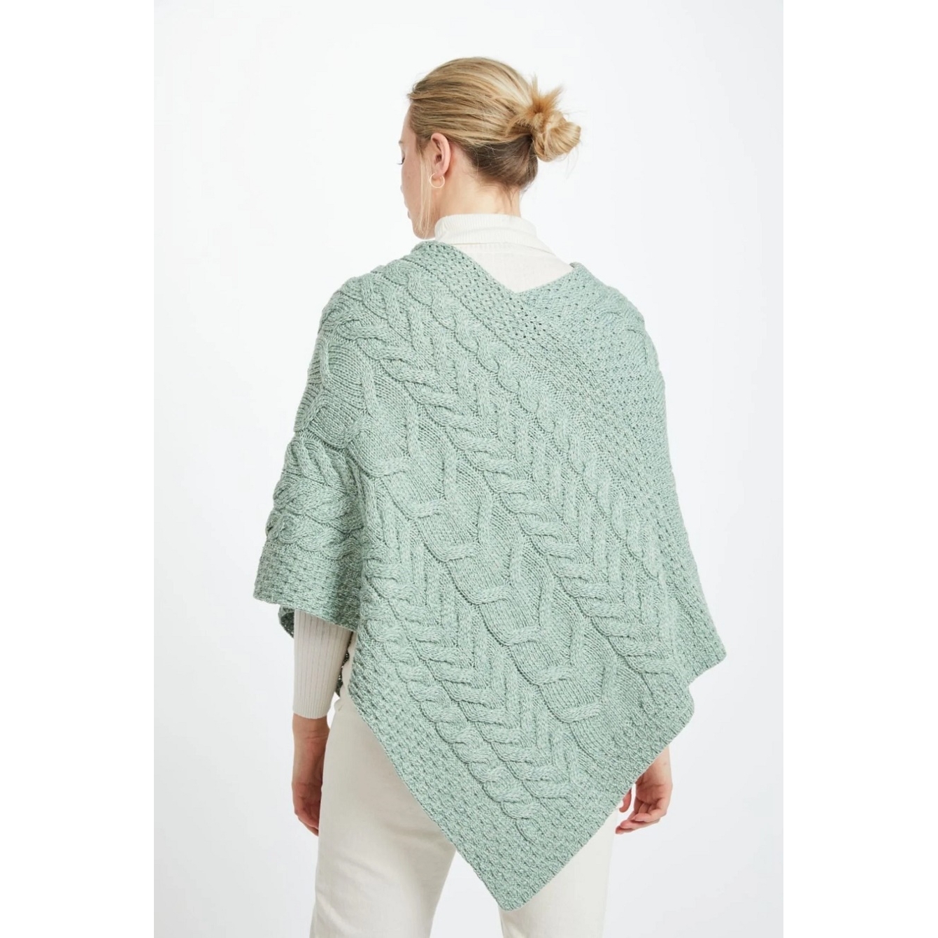 Aran Woollen Mills Irish Triangular Poncho (Seafoam Green) Clothing ...