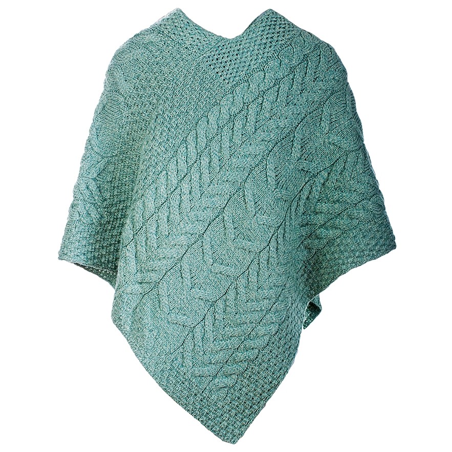 Aran Woollen Mills Irish Triangular Poncho (Seafoam Green) Clothing ...