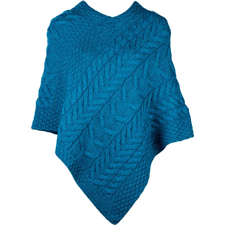 Aran Woollen Mills Irish Cape (Ocean Blue) Clothing Capes Shawls at ...