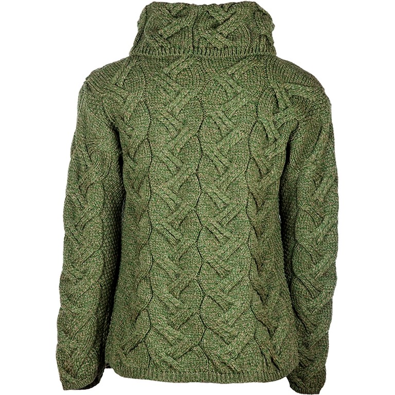 Aran Woollen Mills Irish Knit Sweater with Cowl Neck (Moss Green ...