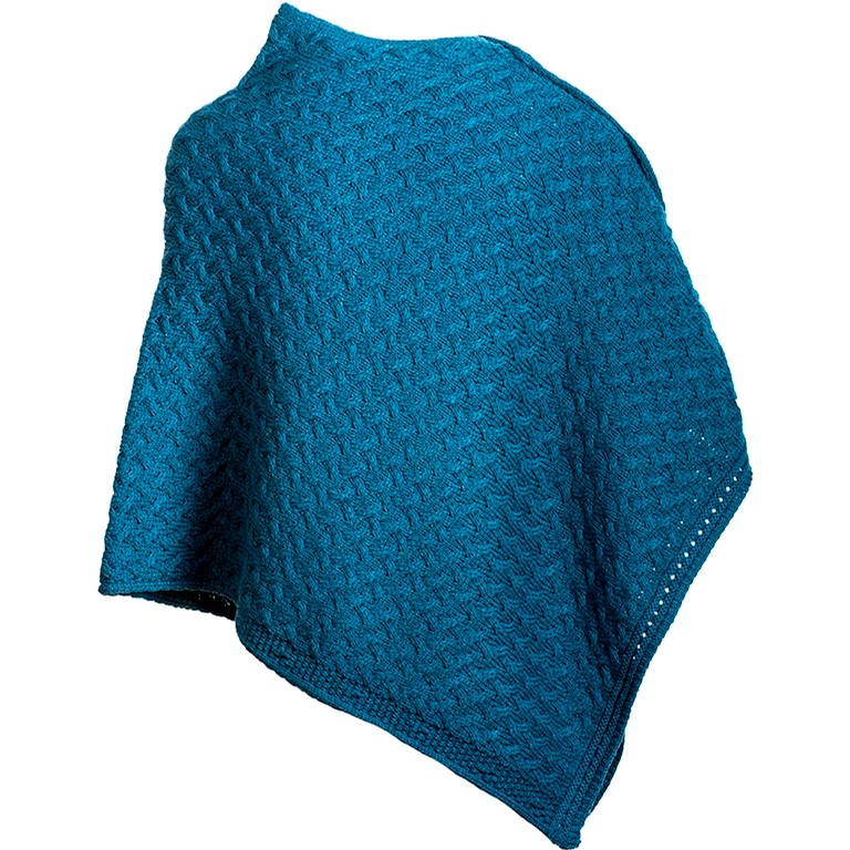 Aran Woollen Mills Irish Shrug Cape (Irish Sea Blue) Clothing Capes ...