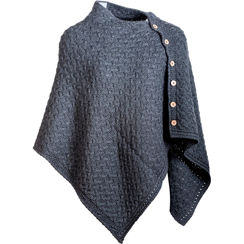Aran Woollen Mills Irish Shrug Cape (Grey) Clothing Capes Shawls at ...