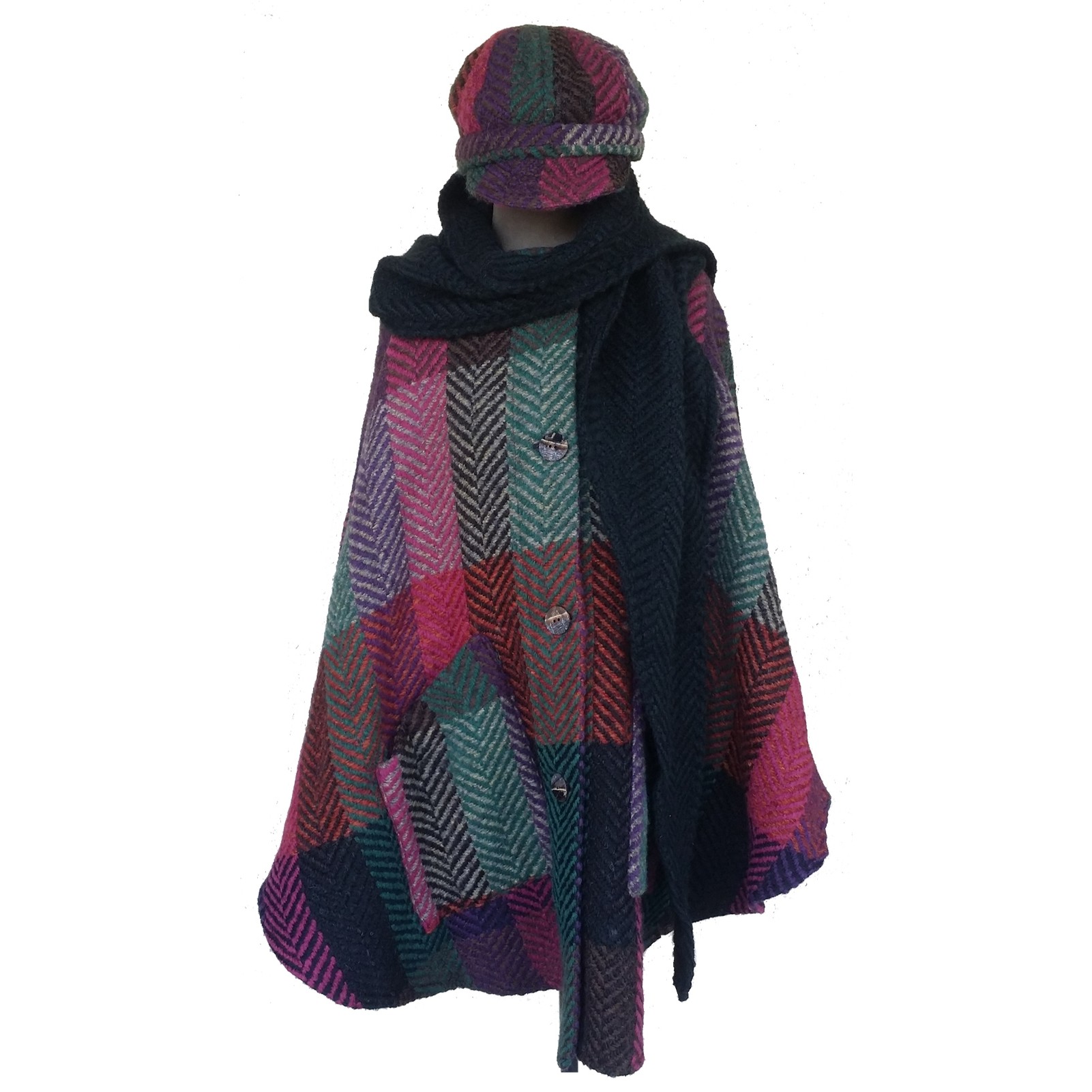 Branigan Weavers Irish Cape Tina (Multi Mulberry) Clothing Capes Shawls ...