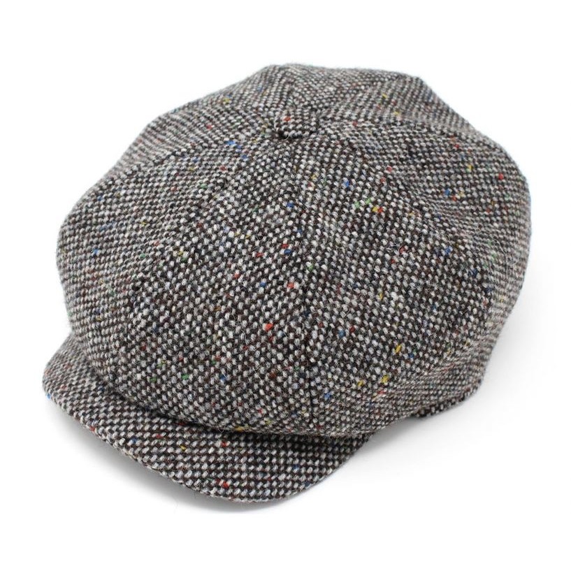 Hanna Hats Peaky Blinder Cap (Brown Salt and Pepper) Clothing Caps Hats at Irish on Grand