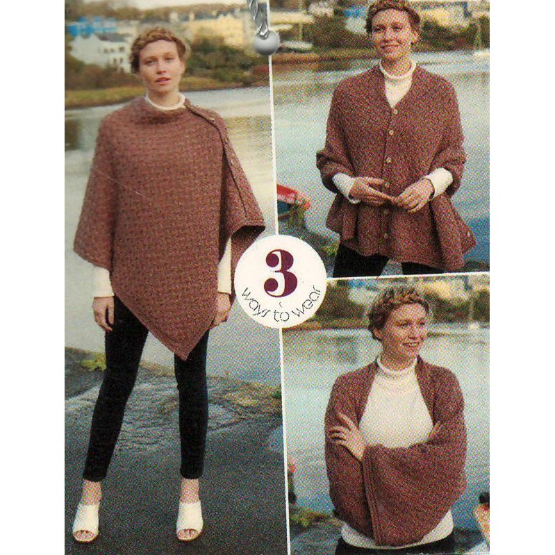 Aran Woollen Mills Irish Shrug Cape (Coral) Clothing Capes Shawls at ...