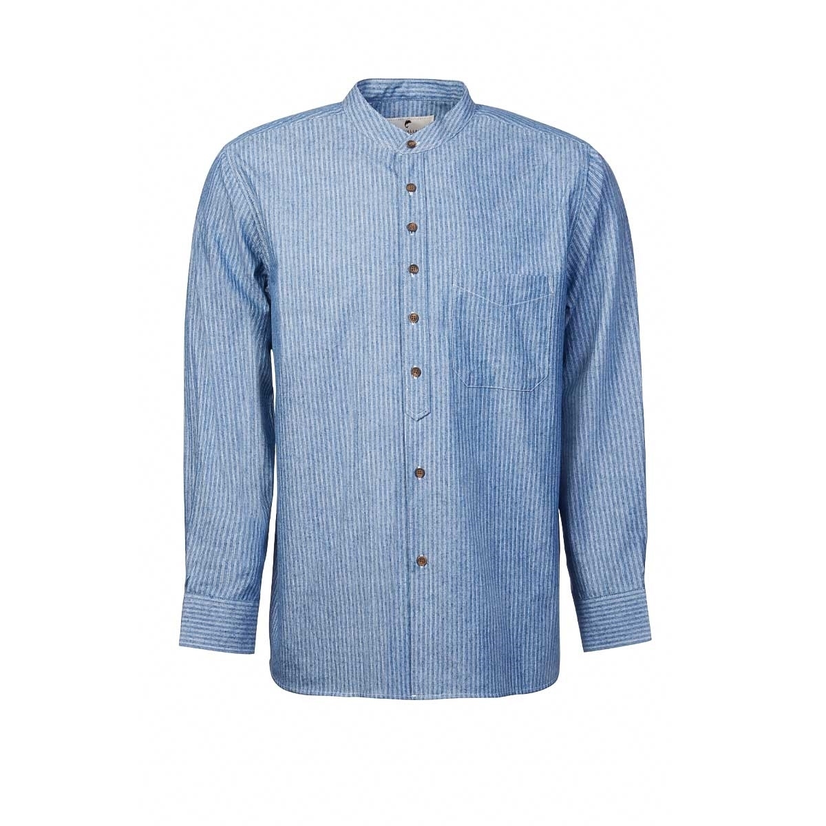 Lee Valley Irish Vintage Collarless Shirt (Blue with White Stripes ...
