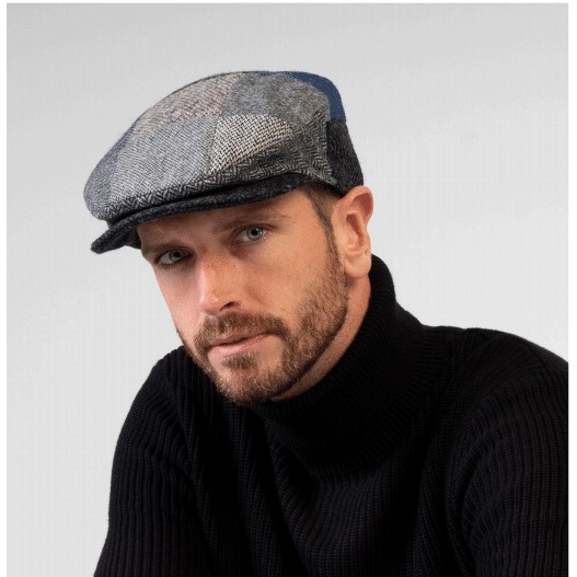 Hanna Hats Irish Vintage Cap (Grey Patch Tweed) Clothing Caps Hats at ...