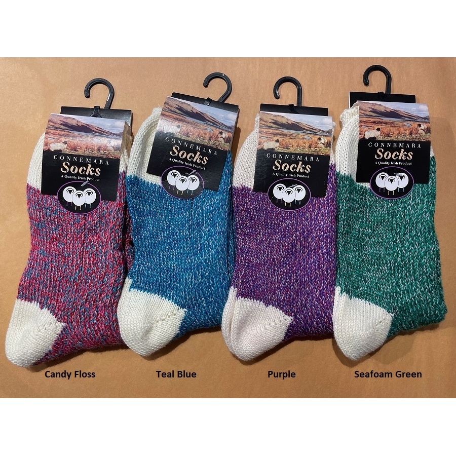 Connemara Socks Irish Walking Socks (Candy Floss, Teal Blue, Purple ...