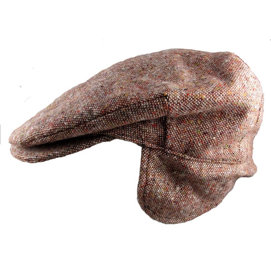 Hanna Hats Irish Cap with Ear Flaps (Coral Tweed) Clothing Caps Hats at ...