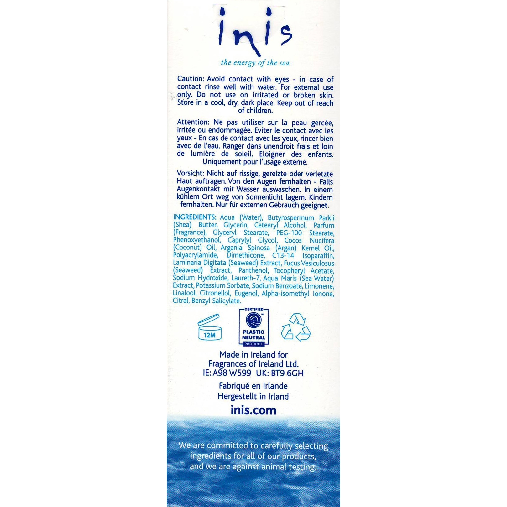 Irish Perfume Inis Hand Cream Gifts BodyCare at Irish on Grand