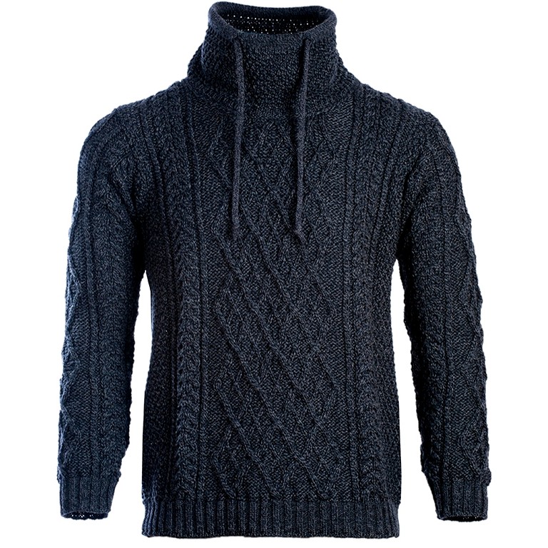 Aran Woollen Mills Irish Aran Drawstring Collared Wool Sweater Clothing ...