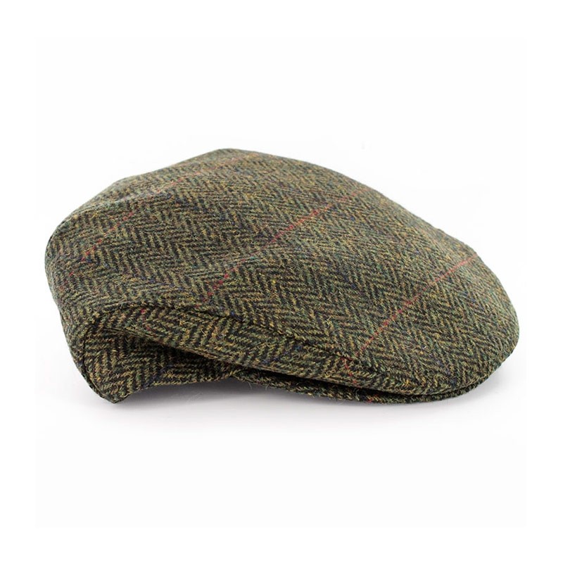 Muckross Weavers Irish Tweed Cap (Green Check Herringbone) Clothing ...