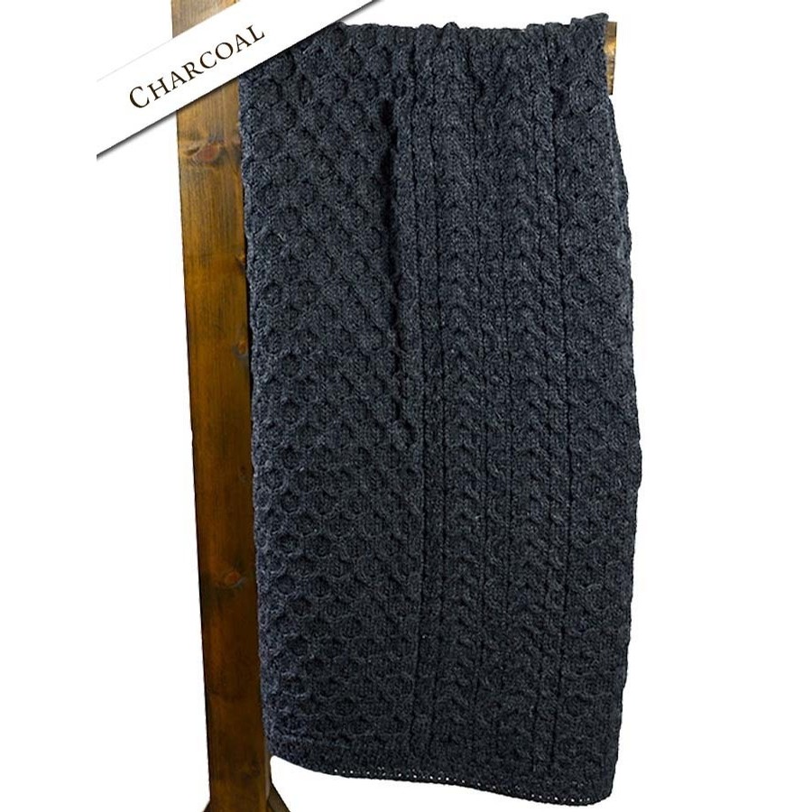 Aran Woollen Mills Irish Blanket Throw Charcoal Gifts For Home Throws ...