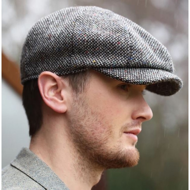 Hanna Hats Peaky Blinder Cap (Brown Salt and Pepper) Clothing Caps Hats at Irish on Grand