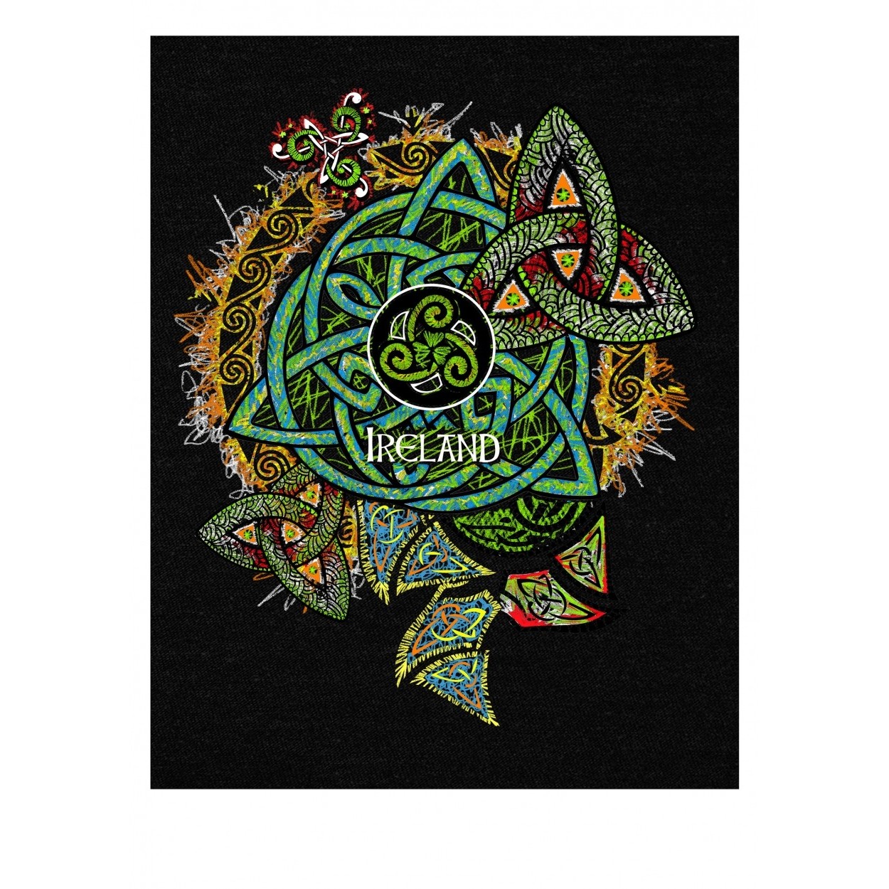 Irish Traditional Craft Black V-Neck Celtic T-Shirt Clothing Tops at ...