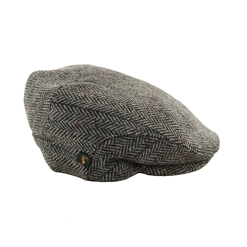 Muckross Weavers Irish Tweed Cap (Grey Black Herringbone) Clothing Caps ...