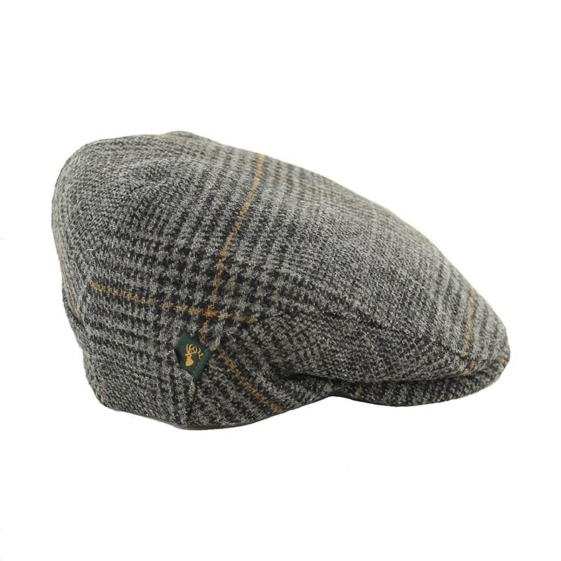 Muckross Weavers Irish Tweed Cap (Grey Black Check) Clothing Caps Hats ...