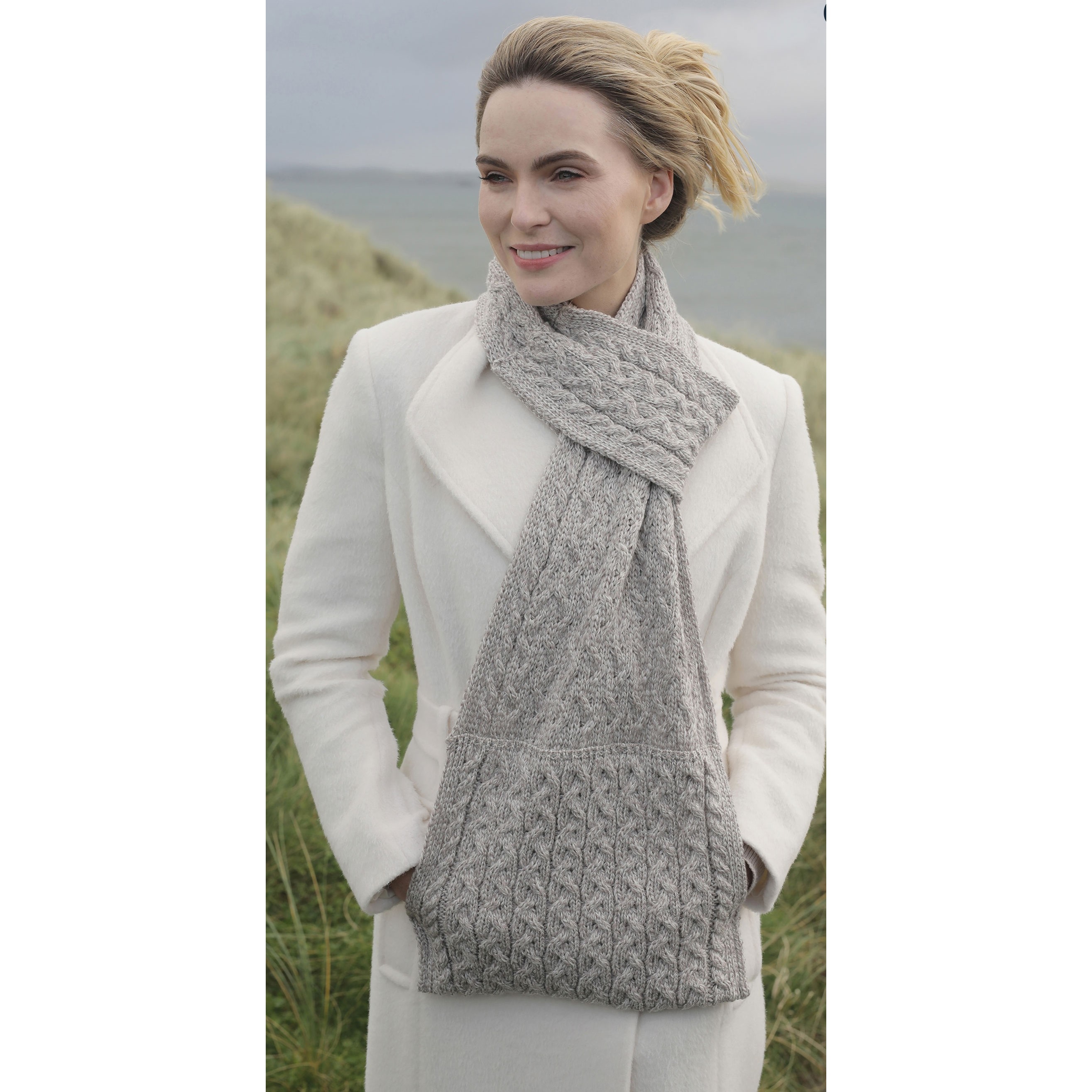 Aran Woollen Mills Pull Through Scarf (Oatmeal) Clothing Accessories at ...