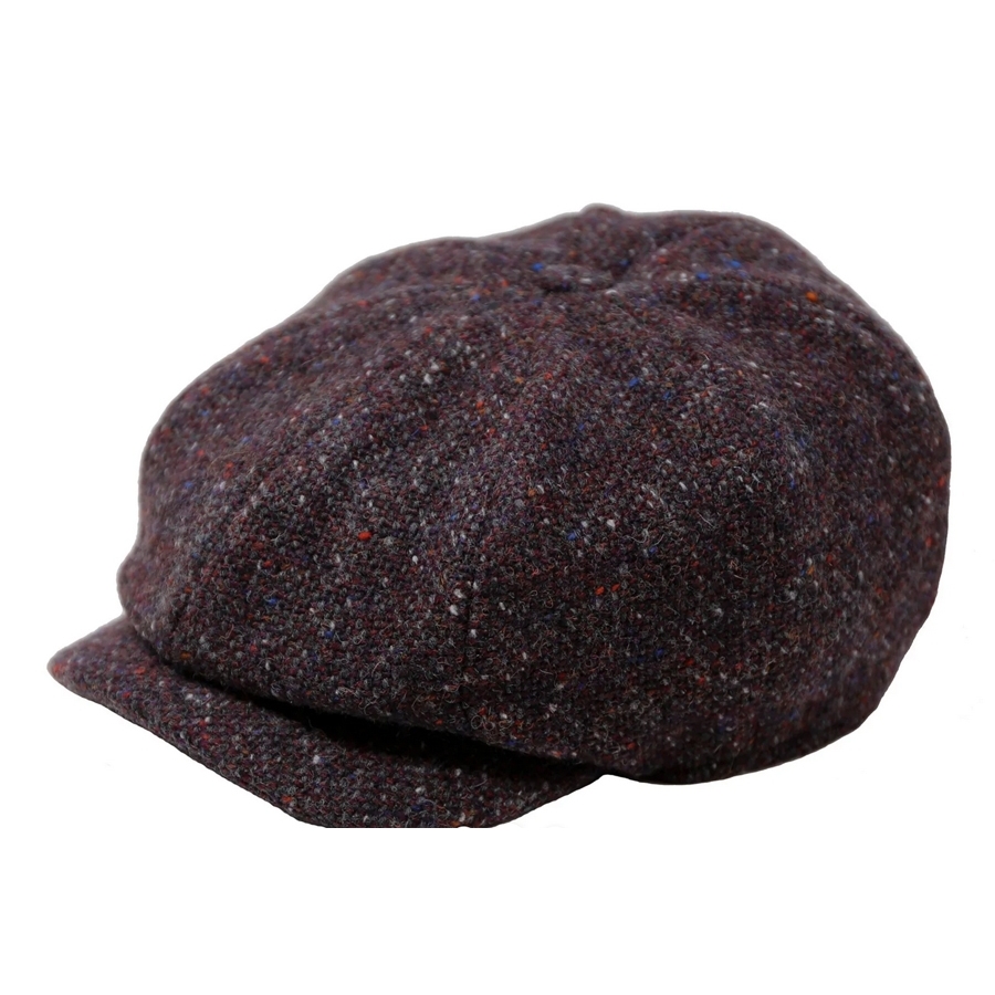 Hanna Hats Peaky Blinder Cap (Wine Tweed with Blue Speckles) Clothing Caps Hats at Irish on Grand