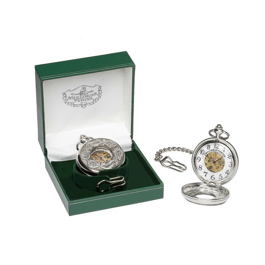 Mullingar Pewter Irish Celtic Pocket Watch (Kells Knot) For Him at ...