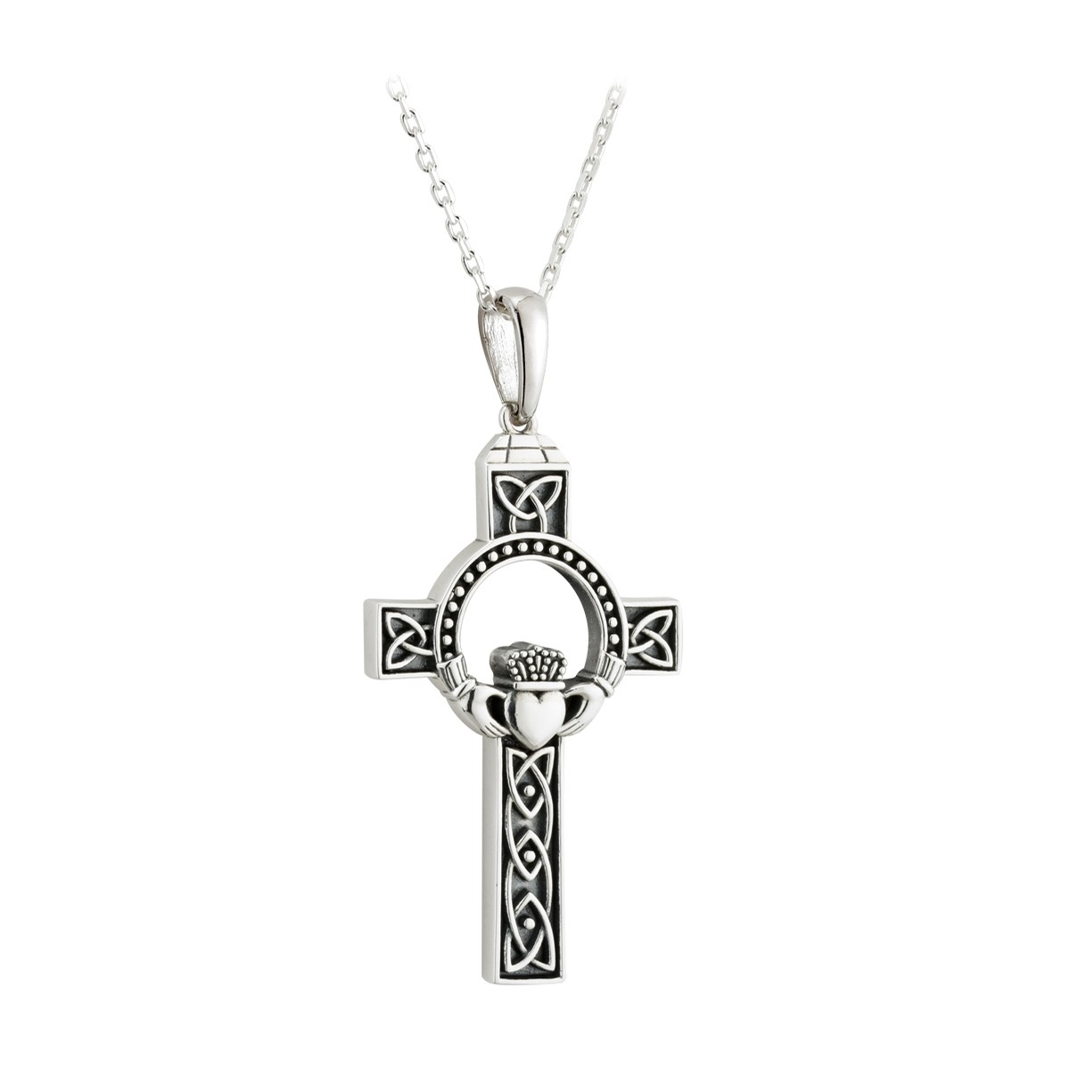 Solvar Jewelry Small Oxidised Claddagh Cross Jewelry Crosses at Irish ...