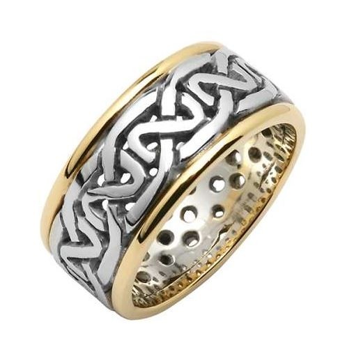 Fado Jewelry 14K Medium Two Tone Pierced Sheelin Wedding Band Jewelry ...