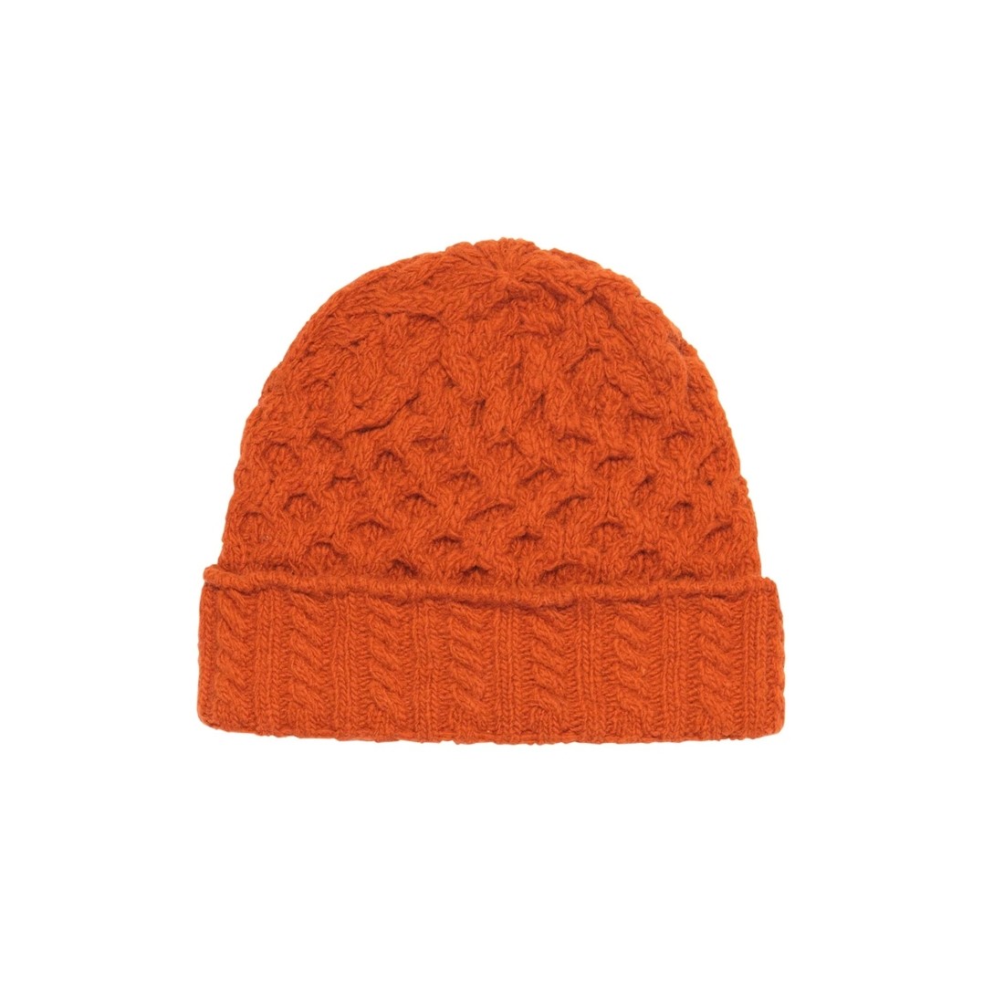 Irelands Eye Knitwear Luxe Aran Hat (Terra Cotta) Clothing Caps Hats at ...