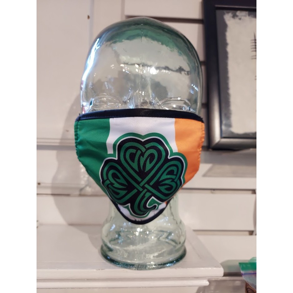 RIN Tri Colour Celtic Shamrock Mask Clothing Face Mask at Irish on Grand