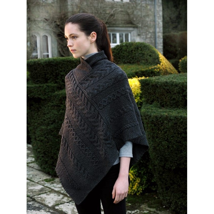 Aran Craft Aran Cape (Charcoal) Clothing Capes Shawls at Irish on Grand