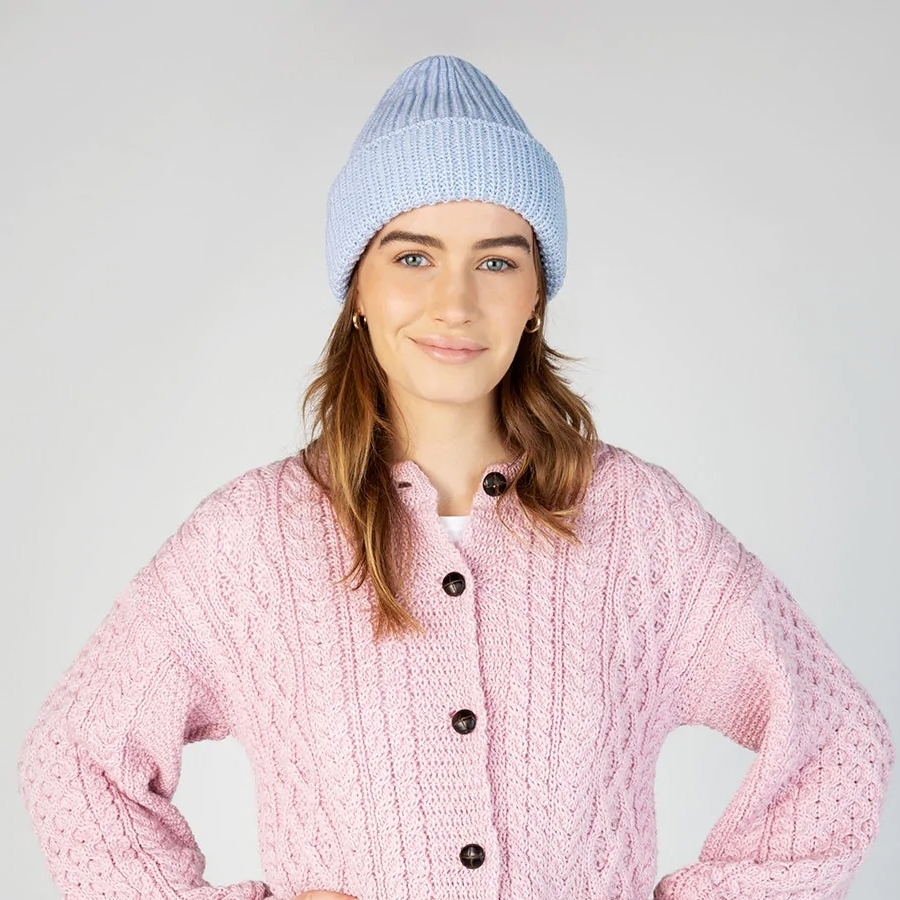 Irelands Eye Knitwear Chunky Knit Hat (Baby Blue) Clothing Caps Hats at ...
