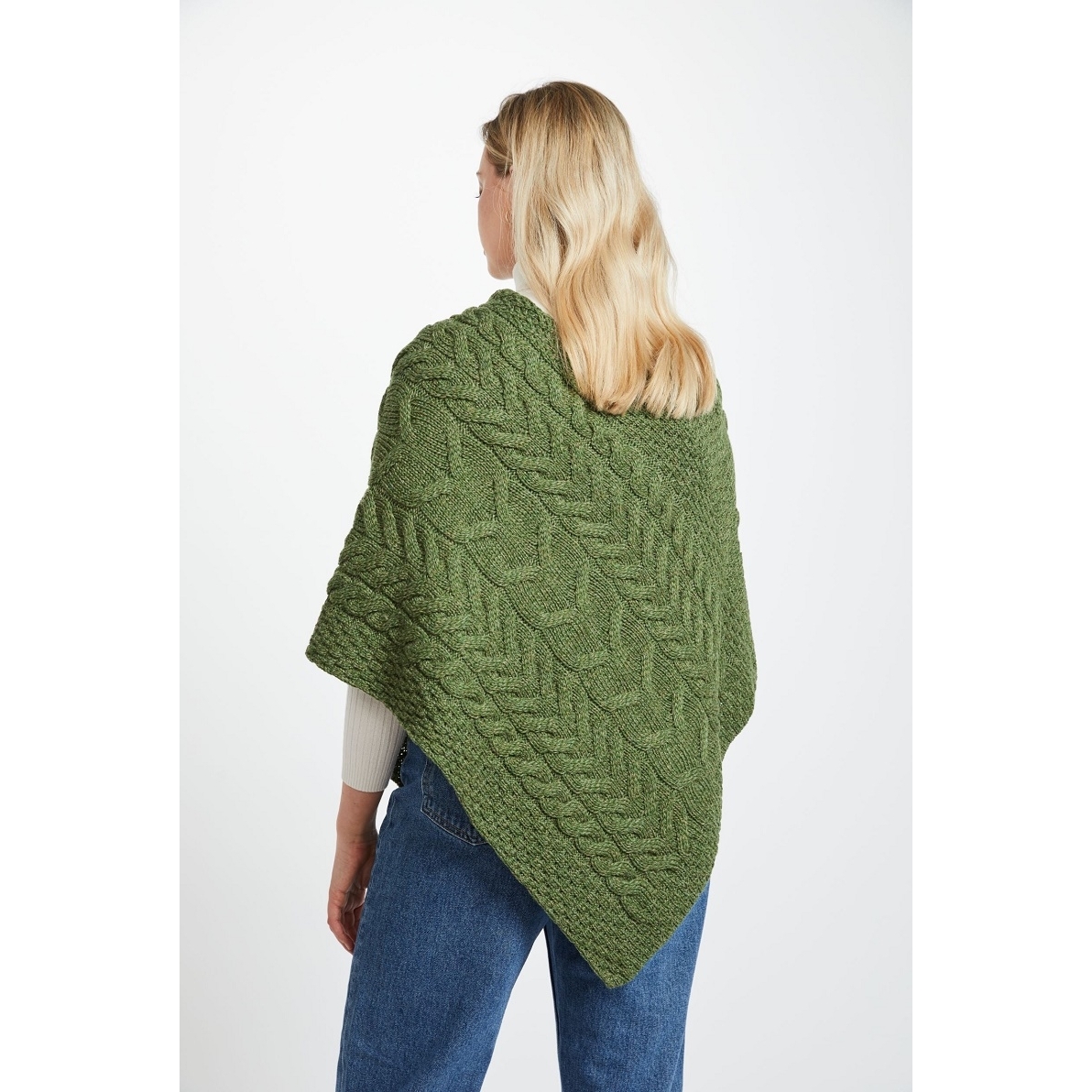 Aran Woollen Mills Irish Triangular Poncho (Moss Green) Clothing Capes ...