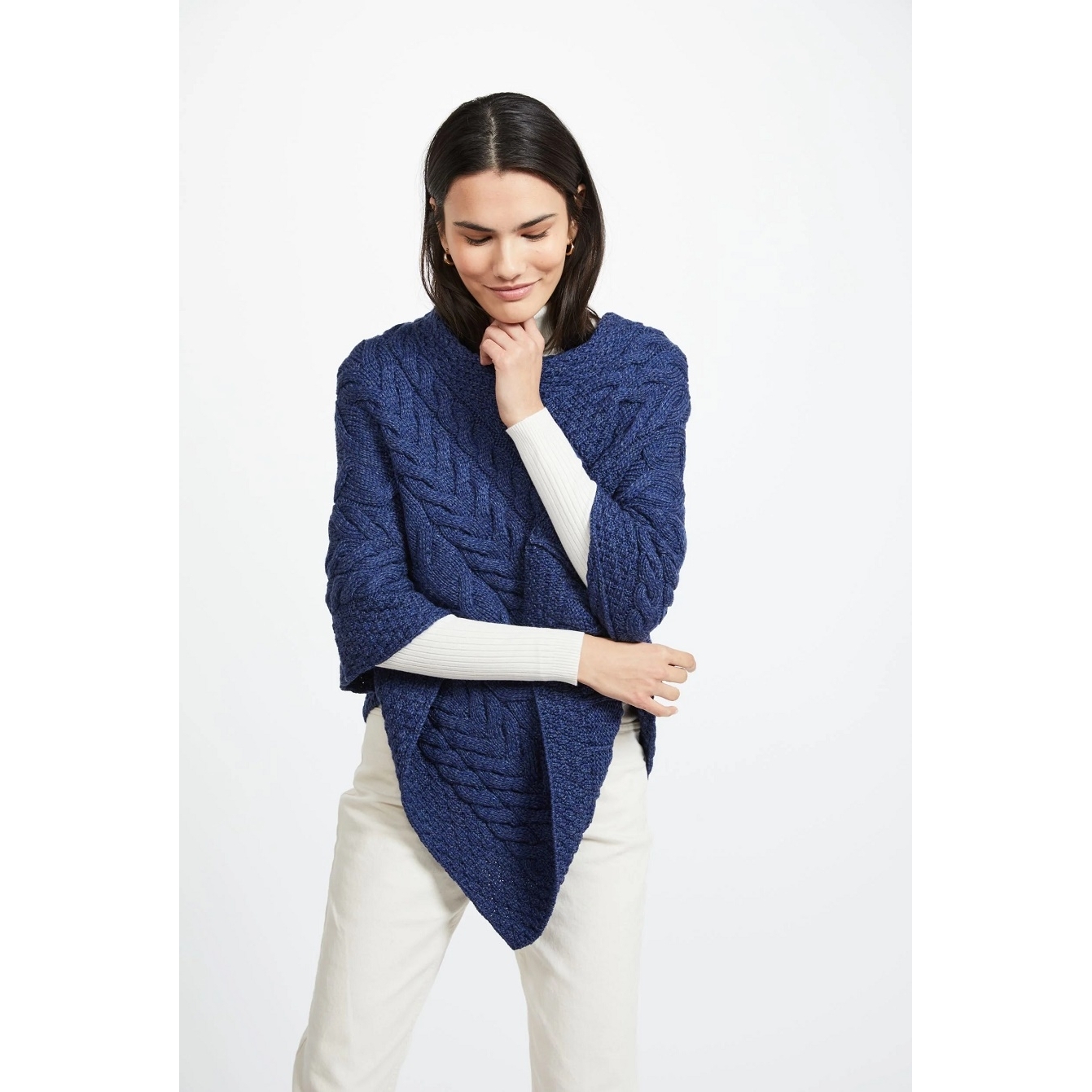 Aran Woollen Mills Irish Triangular Poncho (Ink Blue) Clothing Capes ...