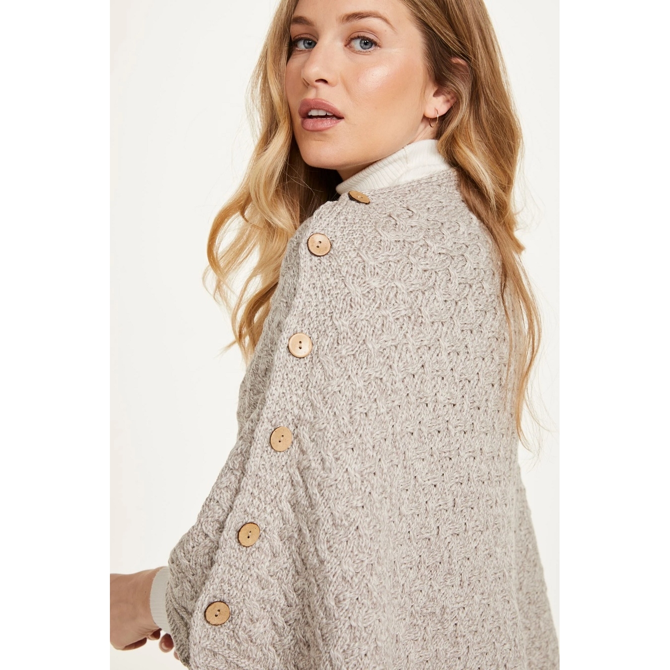Aran Woollen Mills Irish Shrug Cape (Oatmeal) Clothing Capes Shawls at ...