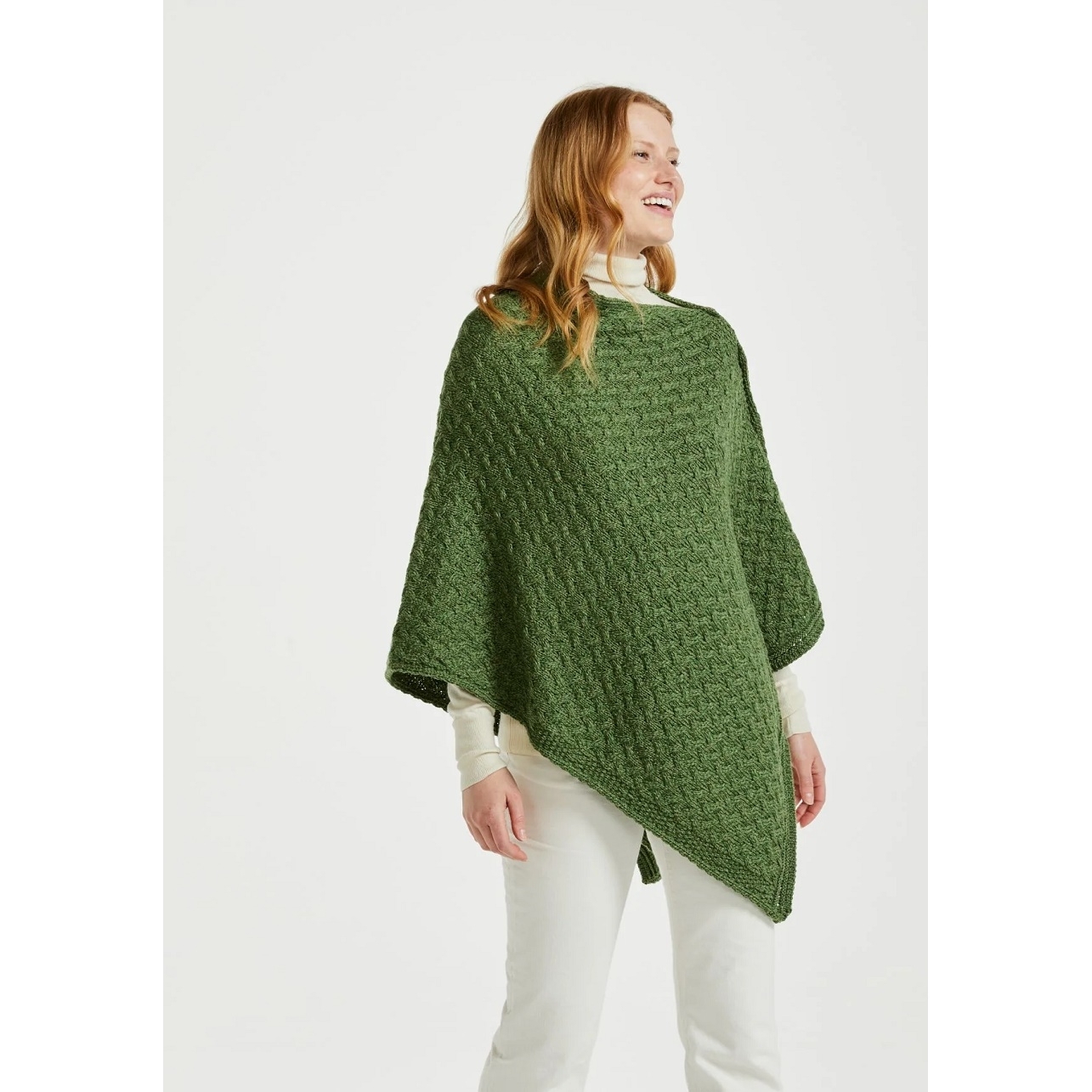 Aran Woollen Mills Irish Shrug Cape (Moss Green) Clothing Capes Shawls ...