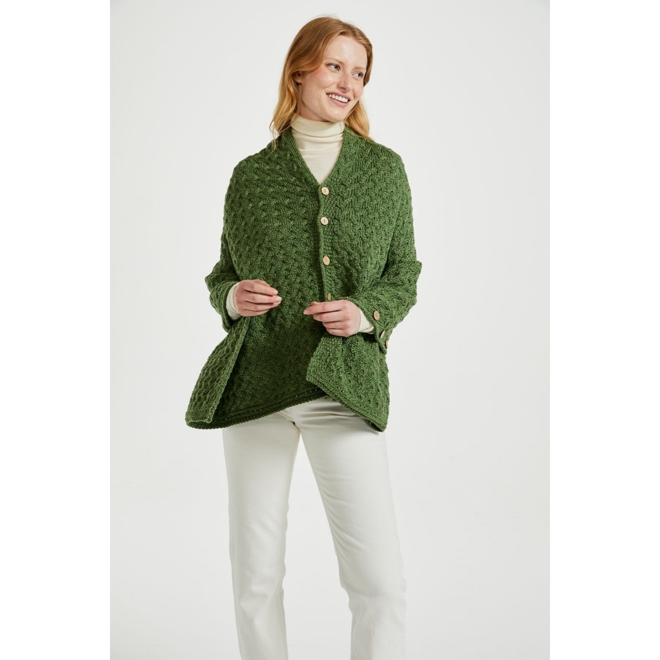 Aran Woollen Mills Irish Shrug Cape (Moss Green) Clothing Capes Shawls ...